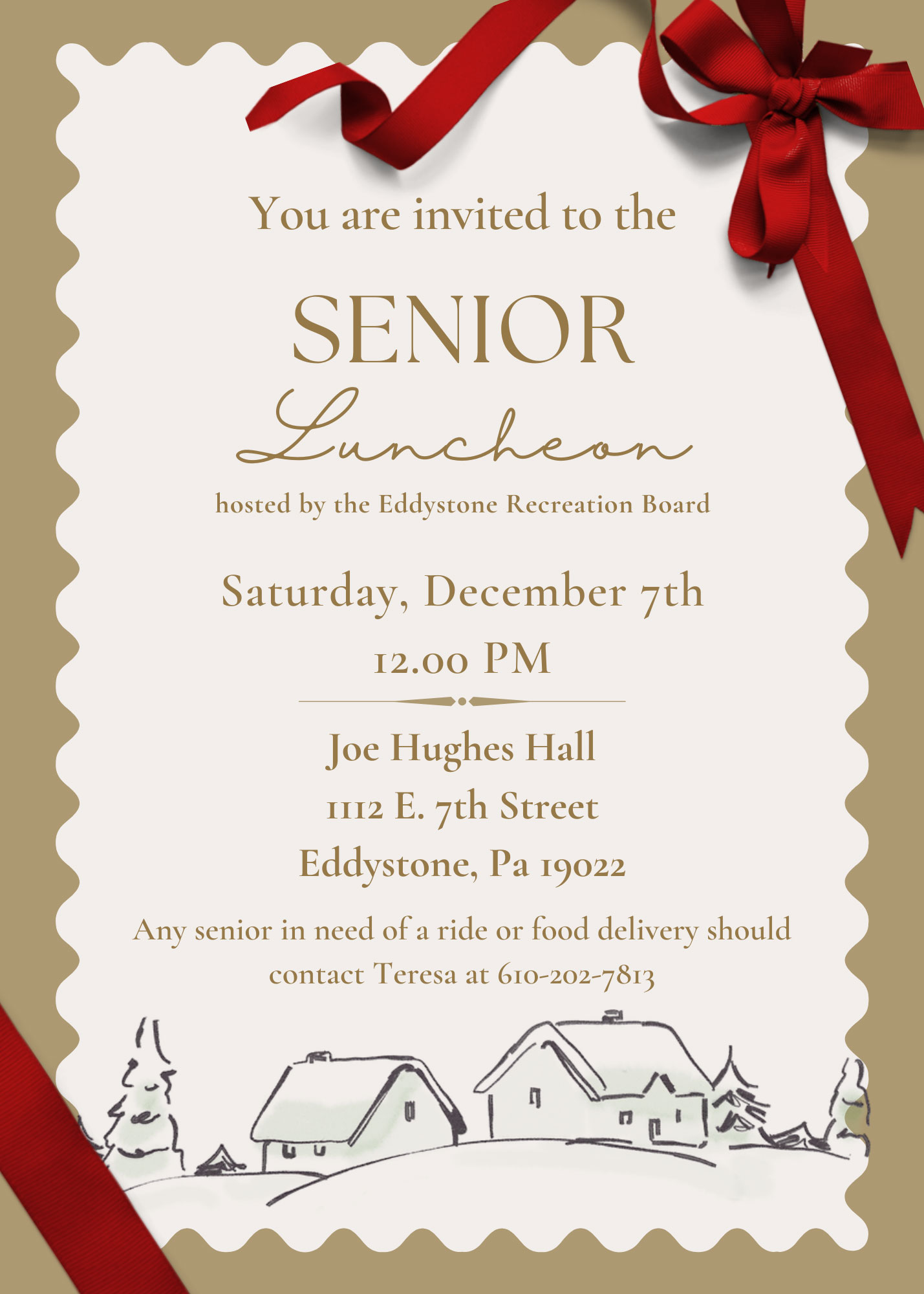 Senior Luncheon at Joe Hughes Hall – Saturday, December 7th – Eddystone ...